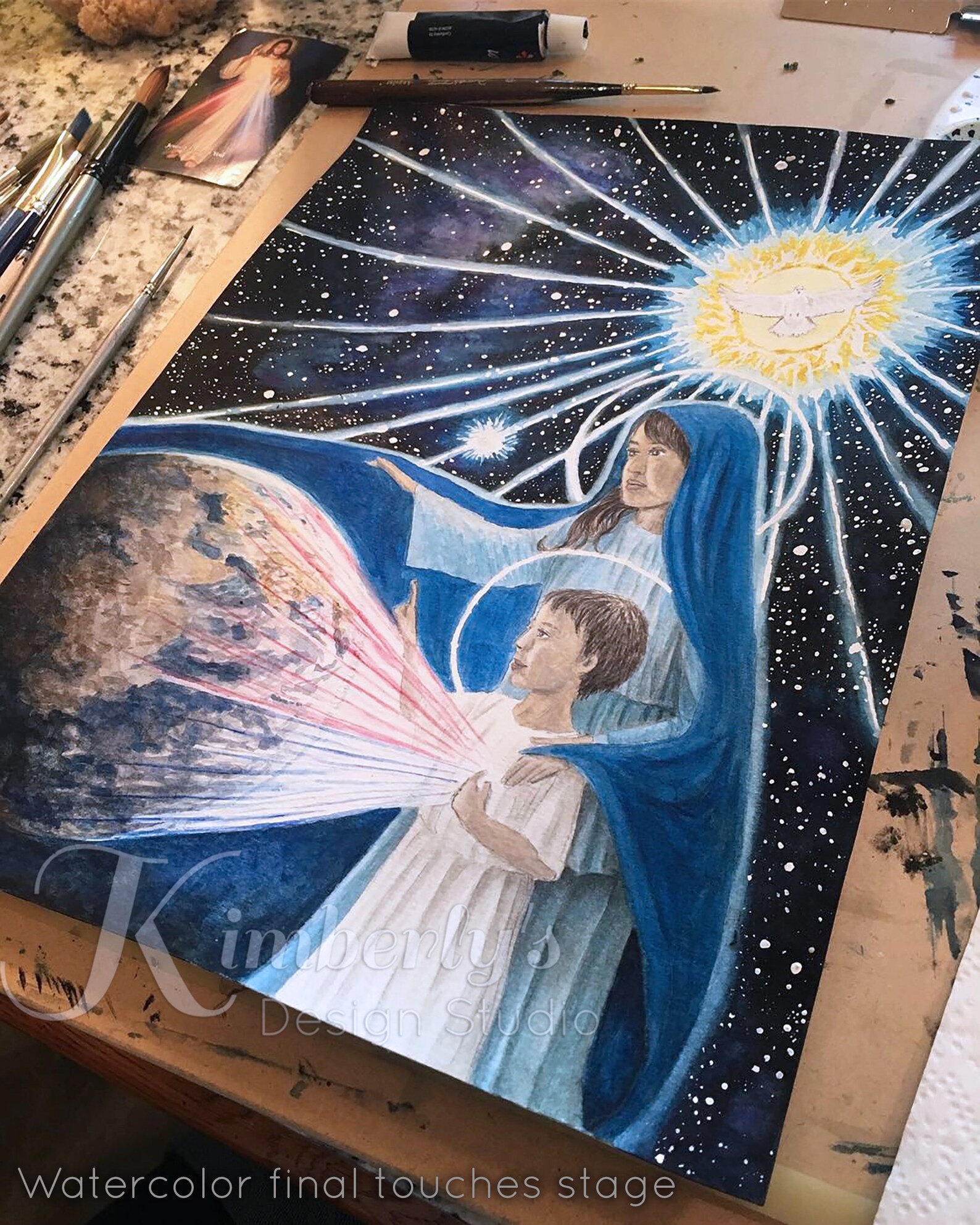 Mother of Mercy, Watercolor, Giclée Fine Art Print, Virgin Mary, Divine ...