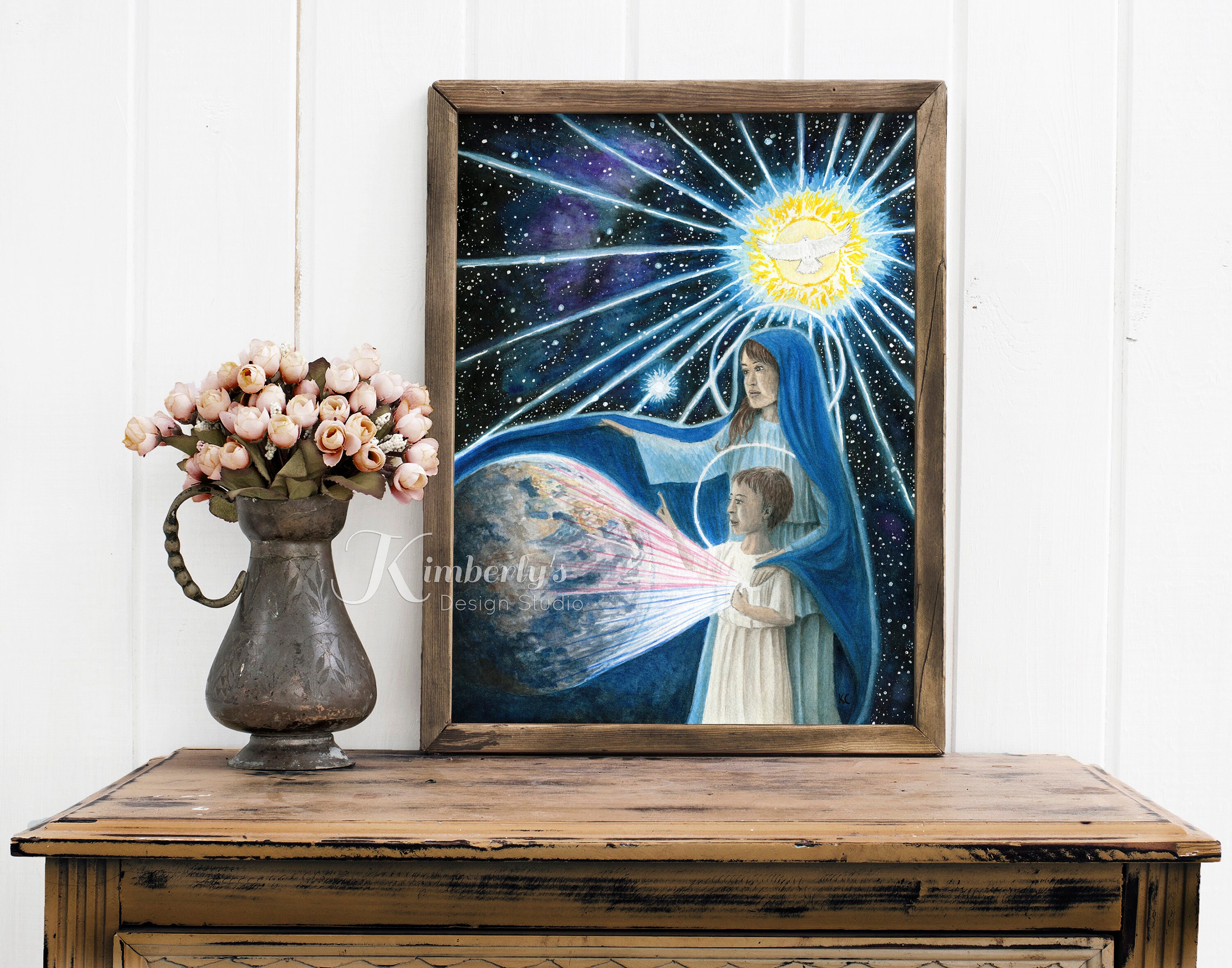 Mother of Mercy, Watercolor, Giclée Fine Art Print, Virgin Mary, Divine ...