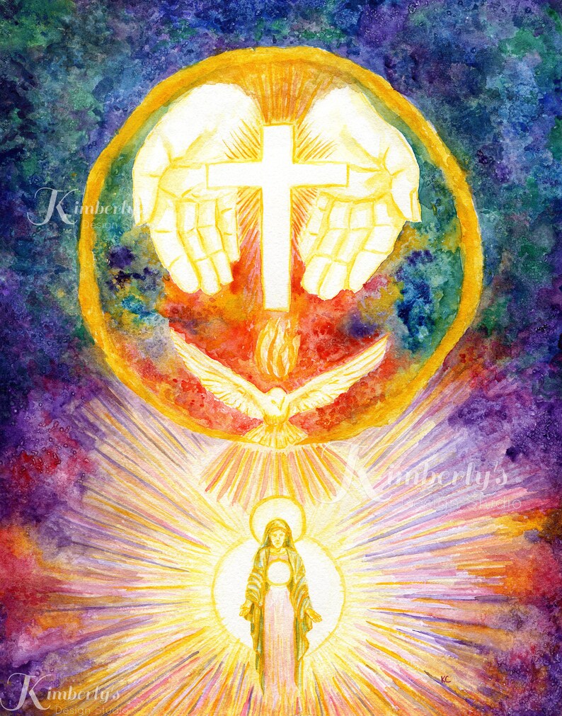 The Holy Trinity & Mary, Watercolor, Giclée Fine Art Print - Etsy