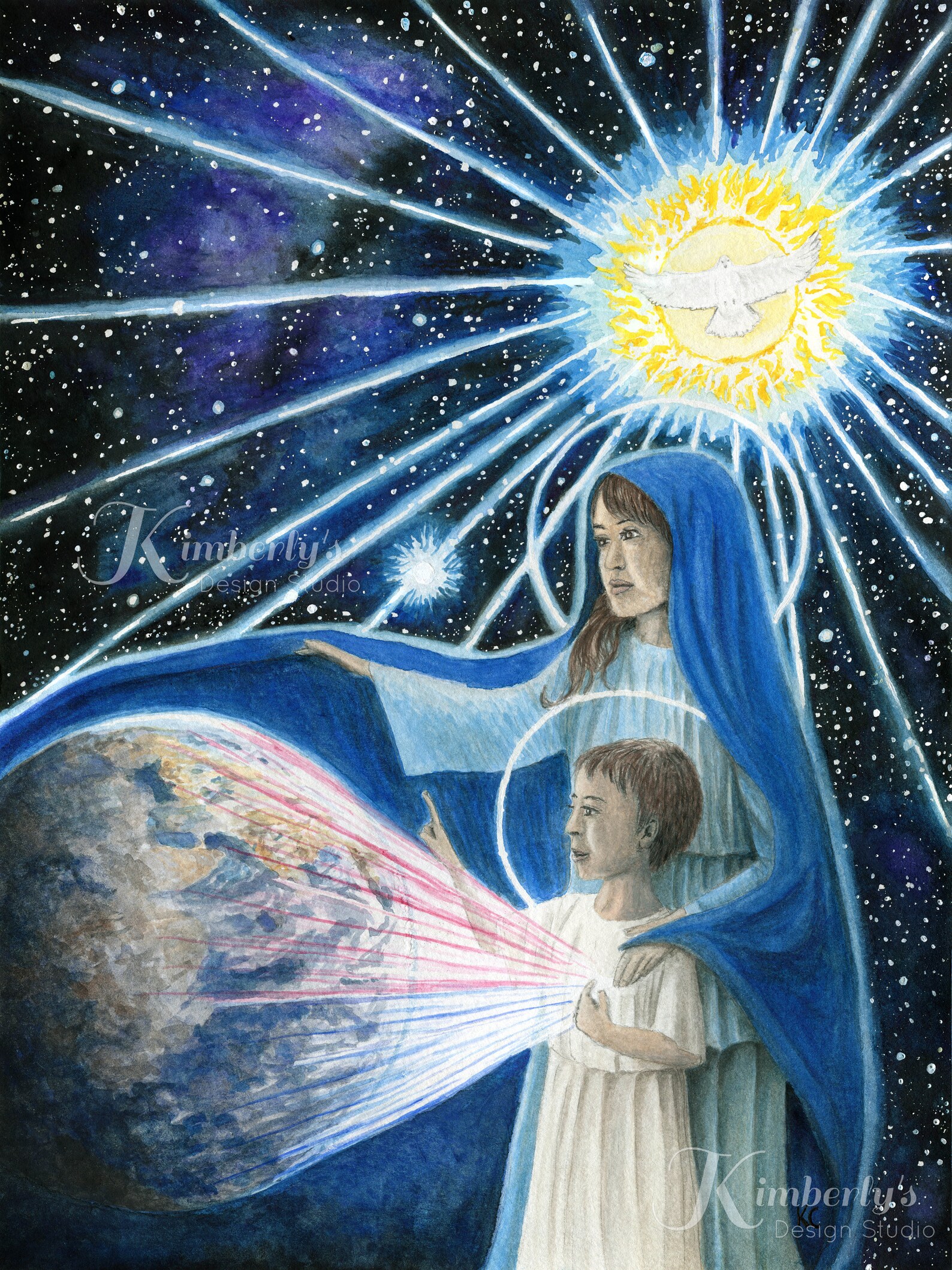 Mother of Mercy, Watercolor, Giclée Fine Art Print, Virgin Mary, Divine ...