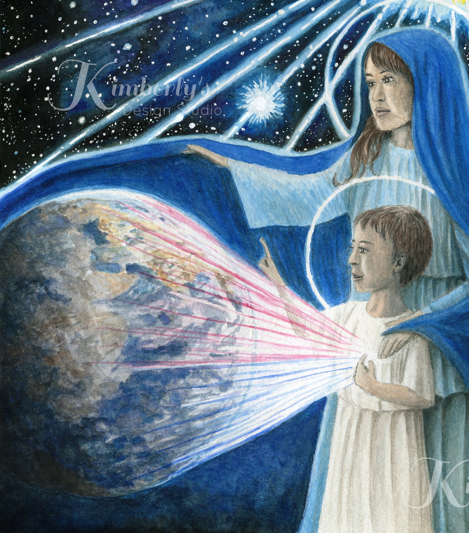 Mother of Mercy, Watercolor, Giclée Fine Art Print, Virgin Mary, Divine ...