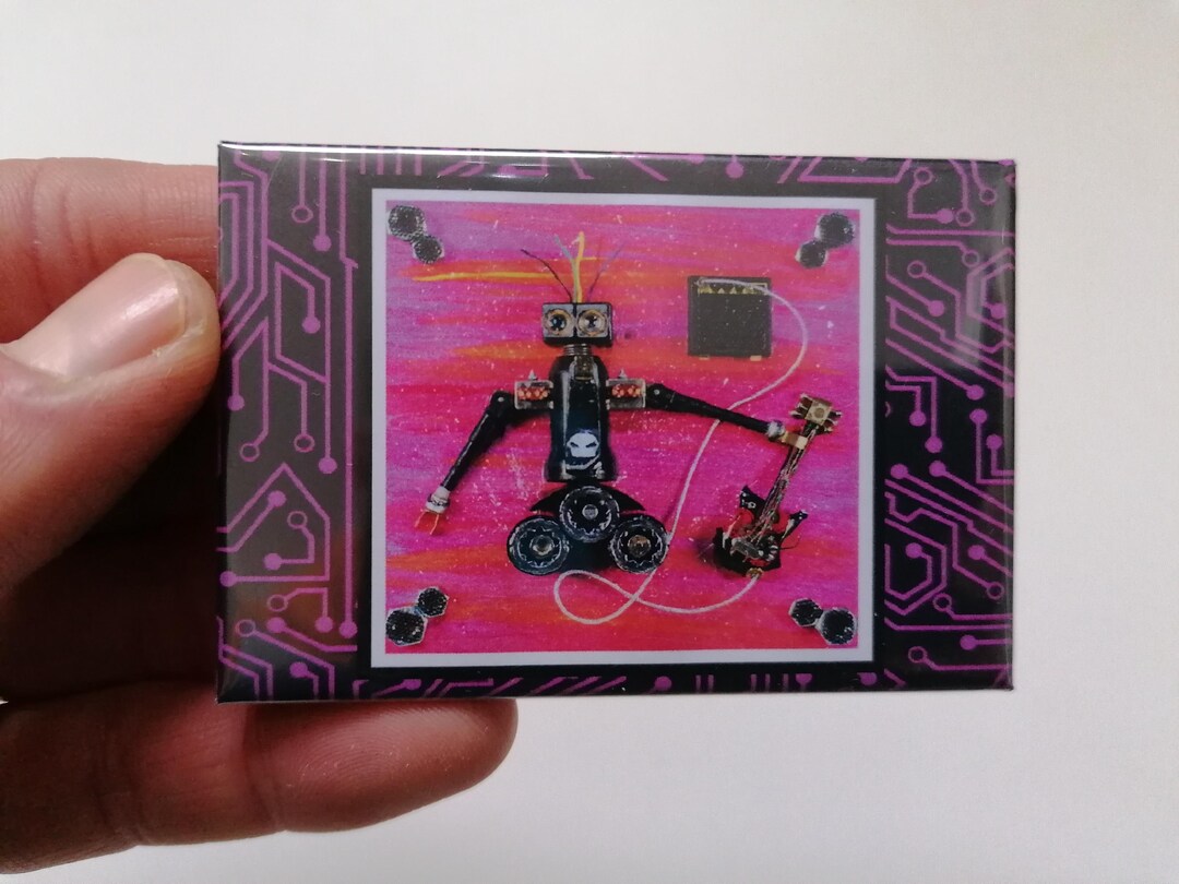 Original Robot Themed Fridge Magnet - "rockin' Robot" (heavy Metal ...