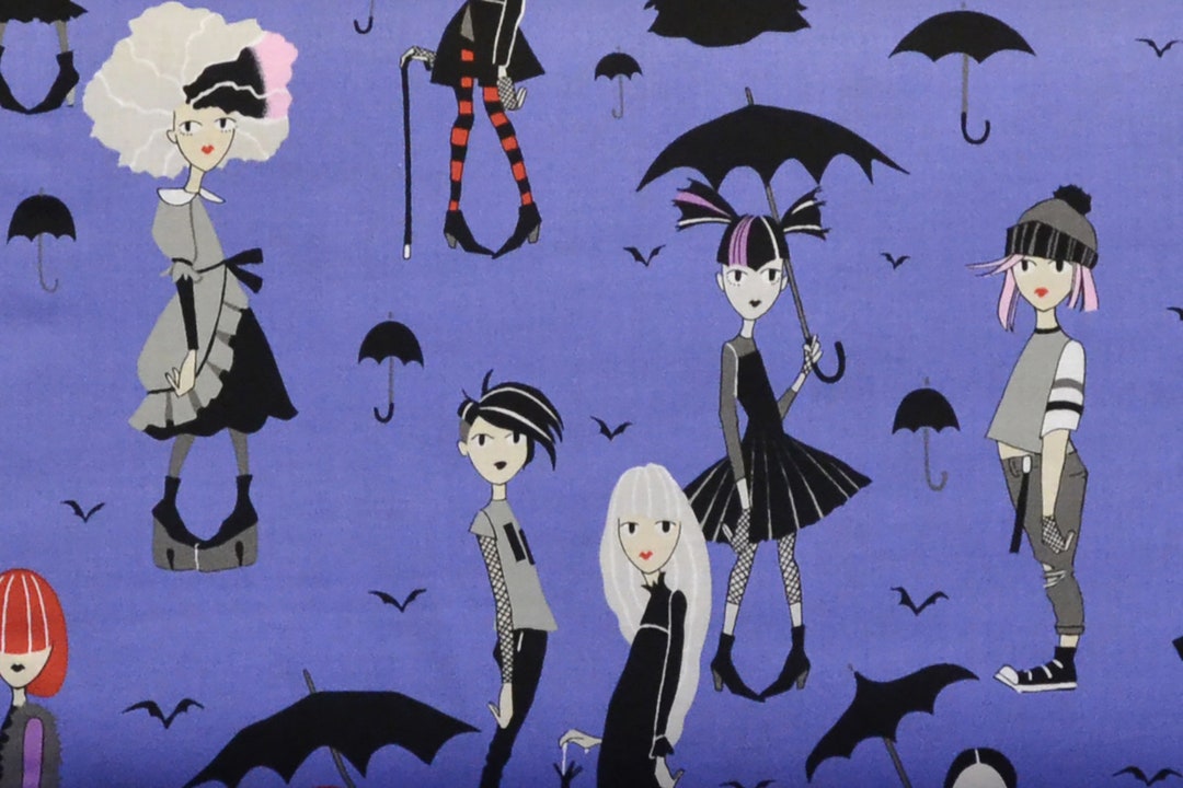 Priced per Yard Goth Punk Fabric, Going Goth Purple 8736A, Alexander ...