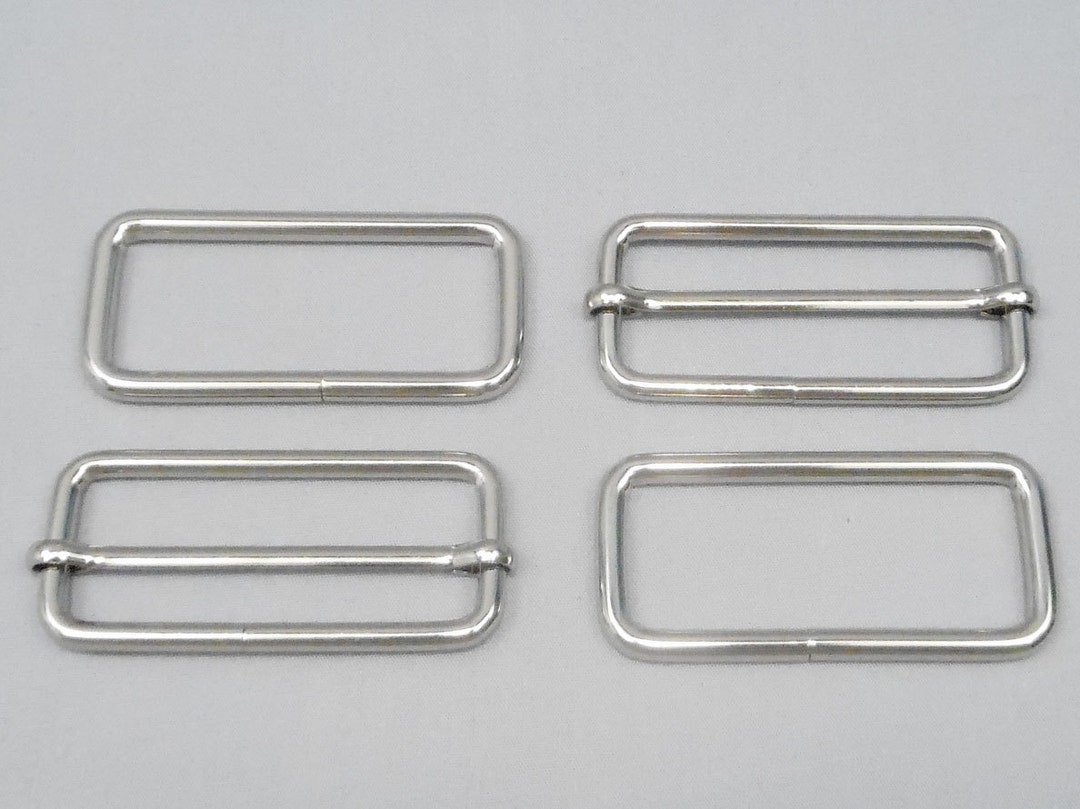 10 Sets - 2 Inch Strap Adjusters and 2 Inch Rectangle Rings, Silver ...