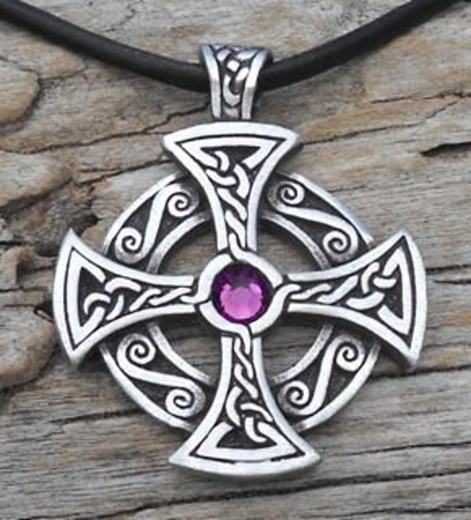 Pewter SOLAR CROSS Swarovski Crystal Celtic Druid Irish Purple - Etsy