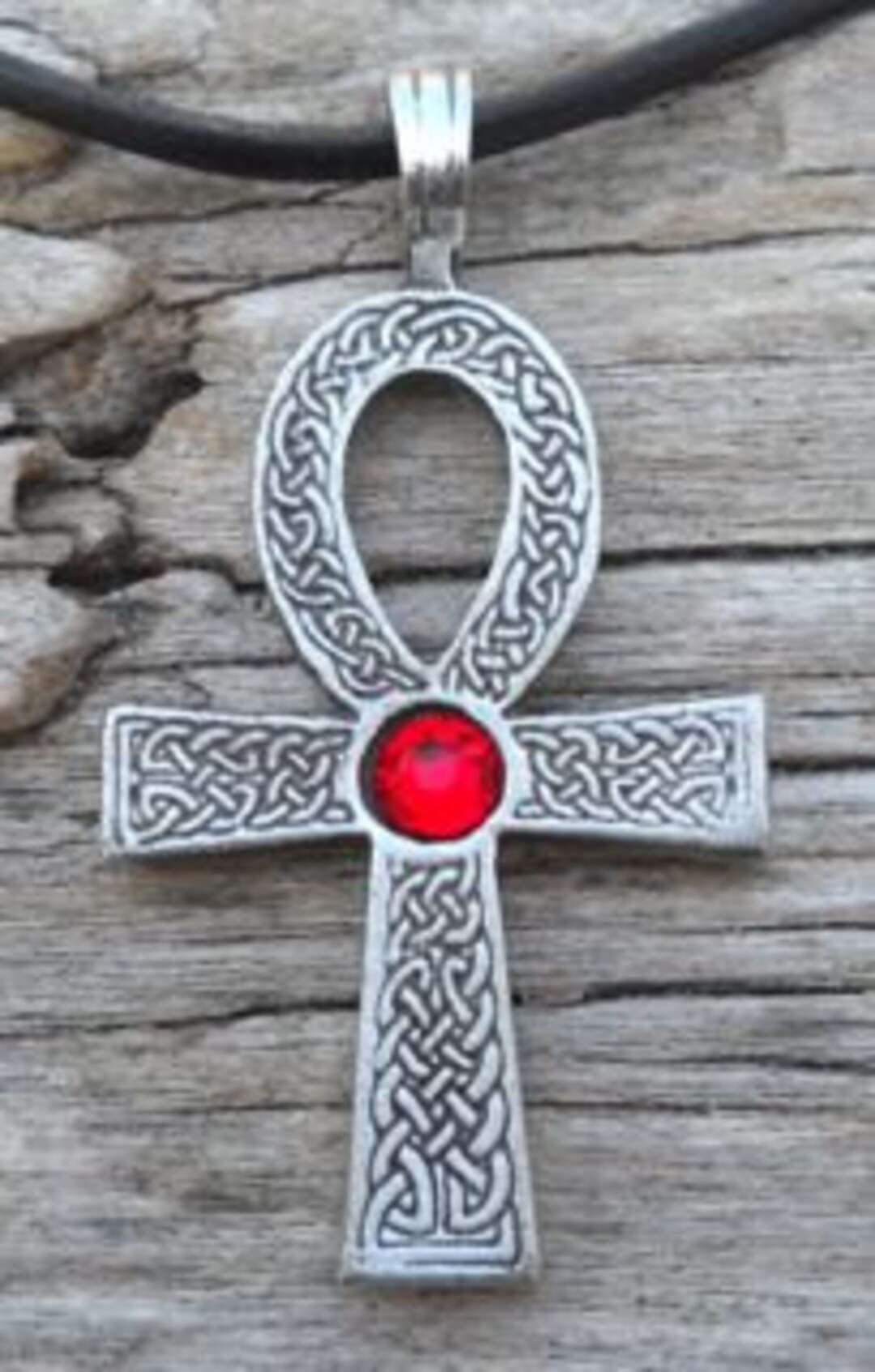 Pewter Ankh Egyptian Cross With Celtic Knots Pendant With Swarovski ...