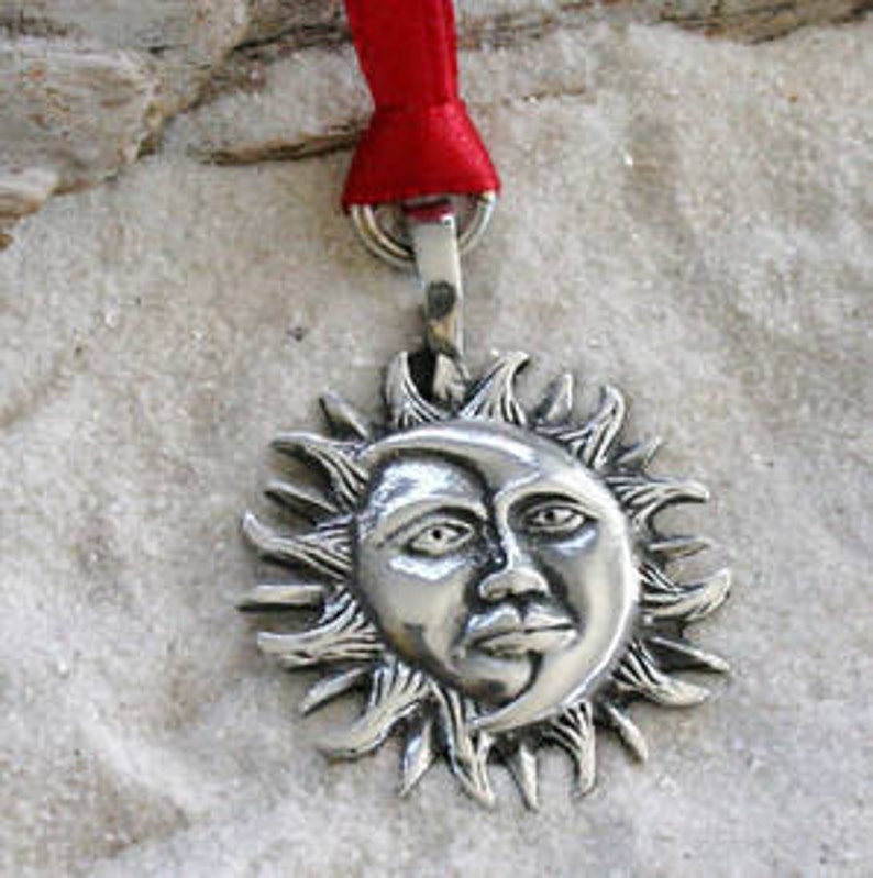 Pewter Sun Moon Face Lunar Solar Celestial Pagan Christmas - Etsy