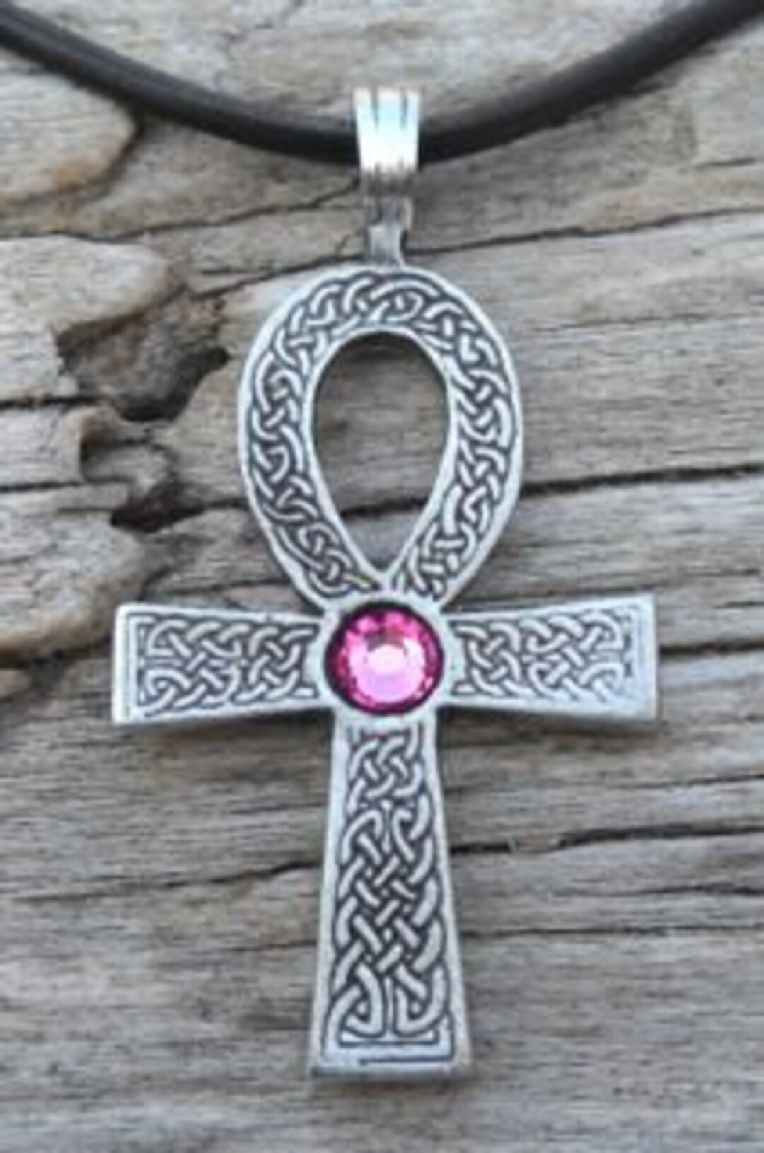 Pewter Ankh Egyptian Cross With Celtic Knots Pendant With Swarovski ...
