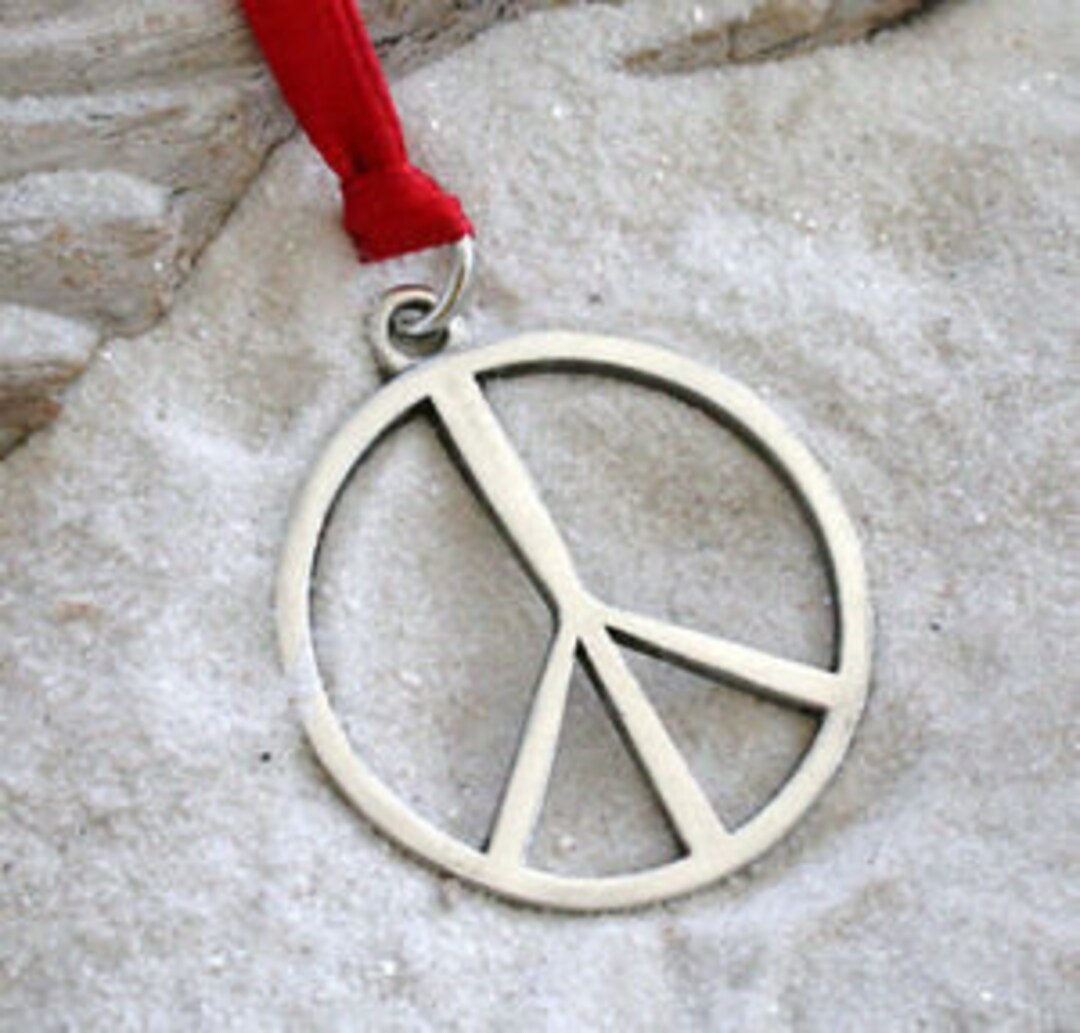 Pewter Peace Sign Yoga Love Hippie Namaste Meditation Christmas ...