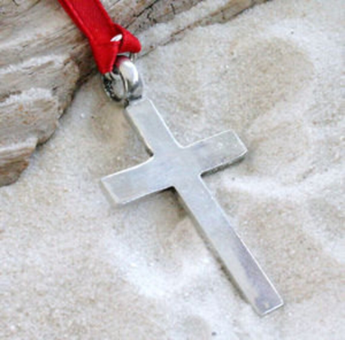 Pewter Cross Christian Shiny Silver Christmas Ornament and - Etsy