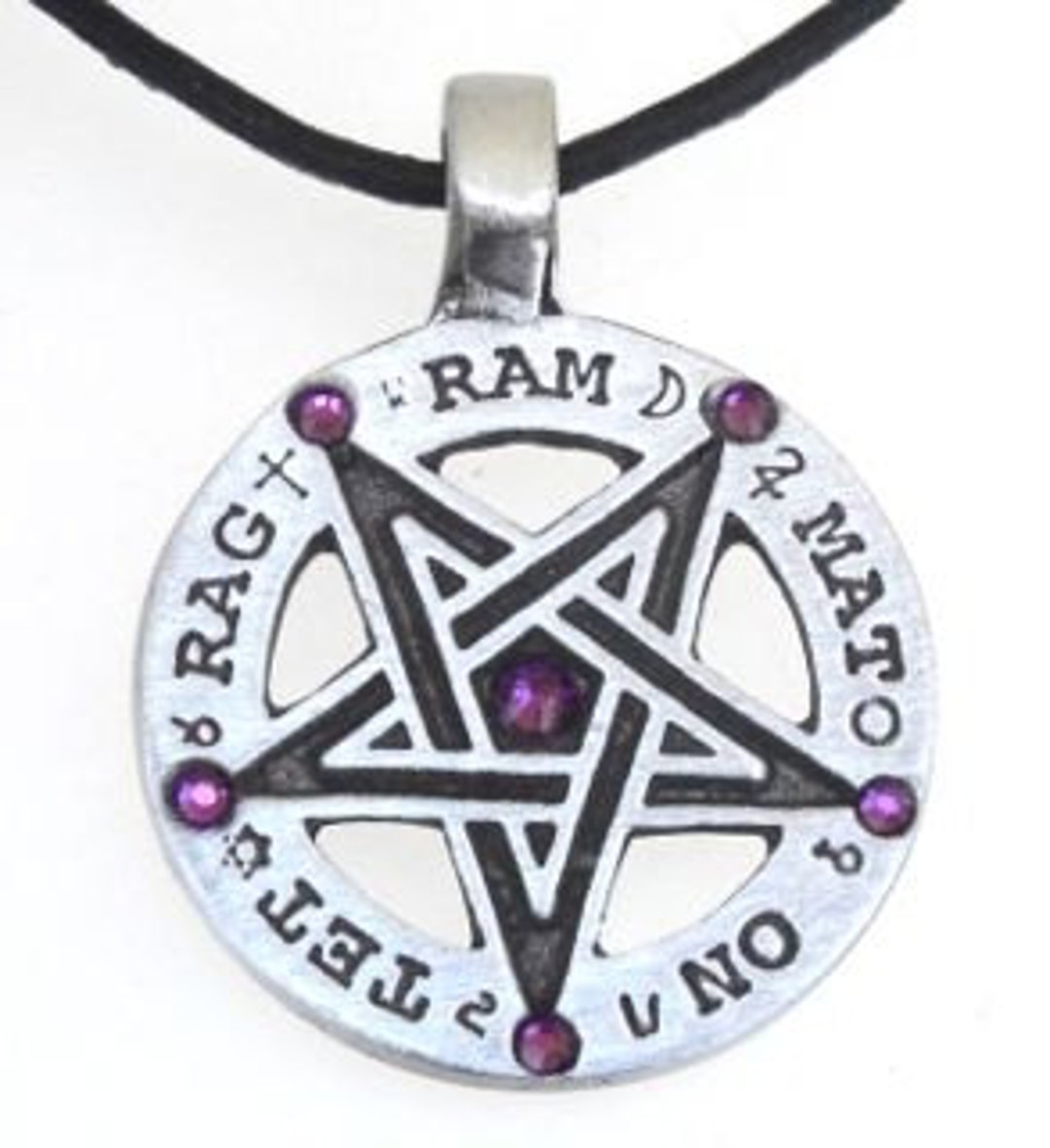 Pewter Inverted Pentagram Tetragrammaton Runes Pendant With Swarovski ...