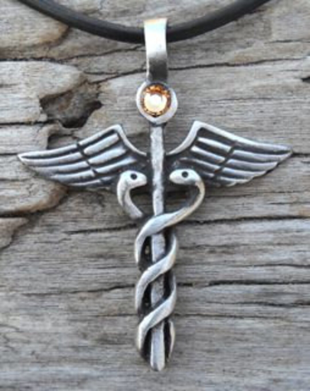 Pewter Caduceus Medical Nurse RN DR Snake Rod Pendant With - Etsy