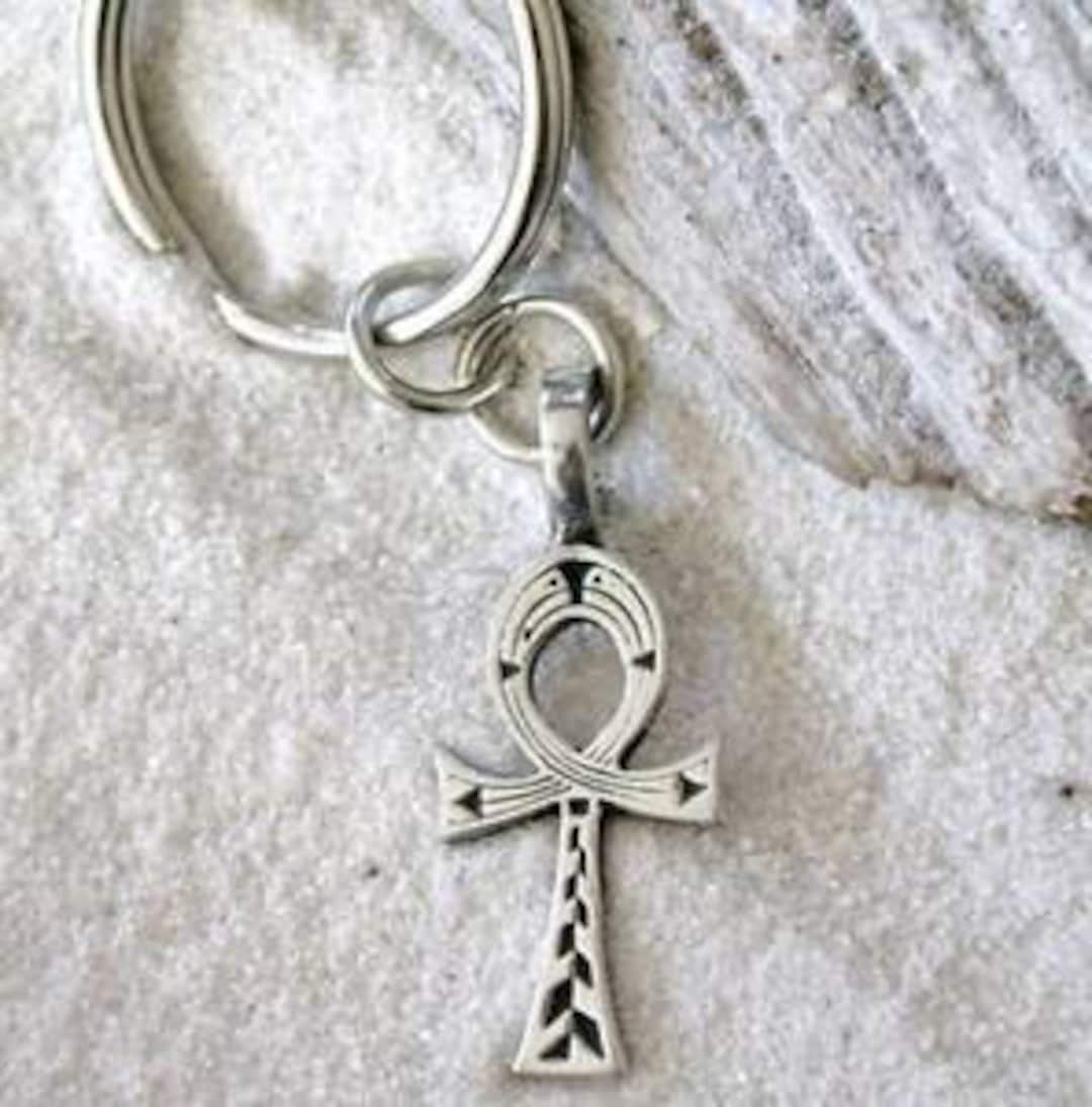 Pewter Ankh Egyptian Cross Egypt Hieroglyphic Keychain Key - Etsy