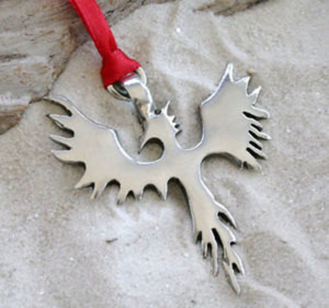 Pewter Phoenix Firebird Christmas Ornament and Holiday | Etsy