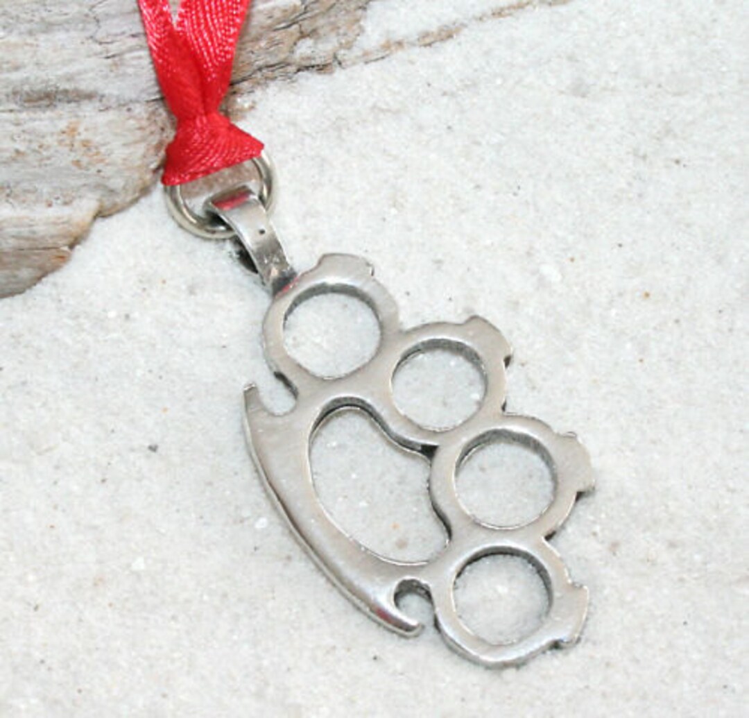 Pewter Brass Knuckles Novelty Christmas Ornament and Holiday Decoration ...