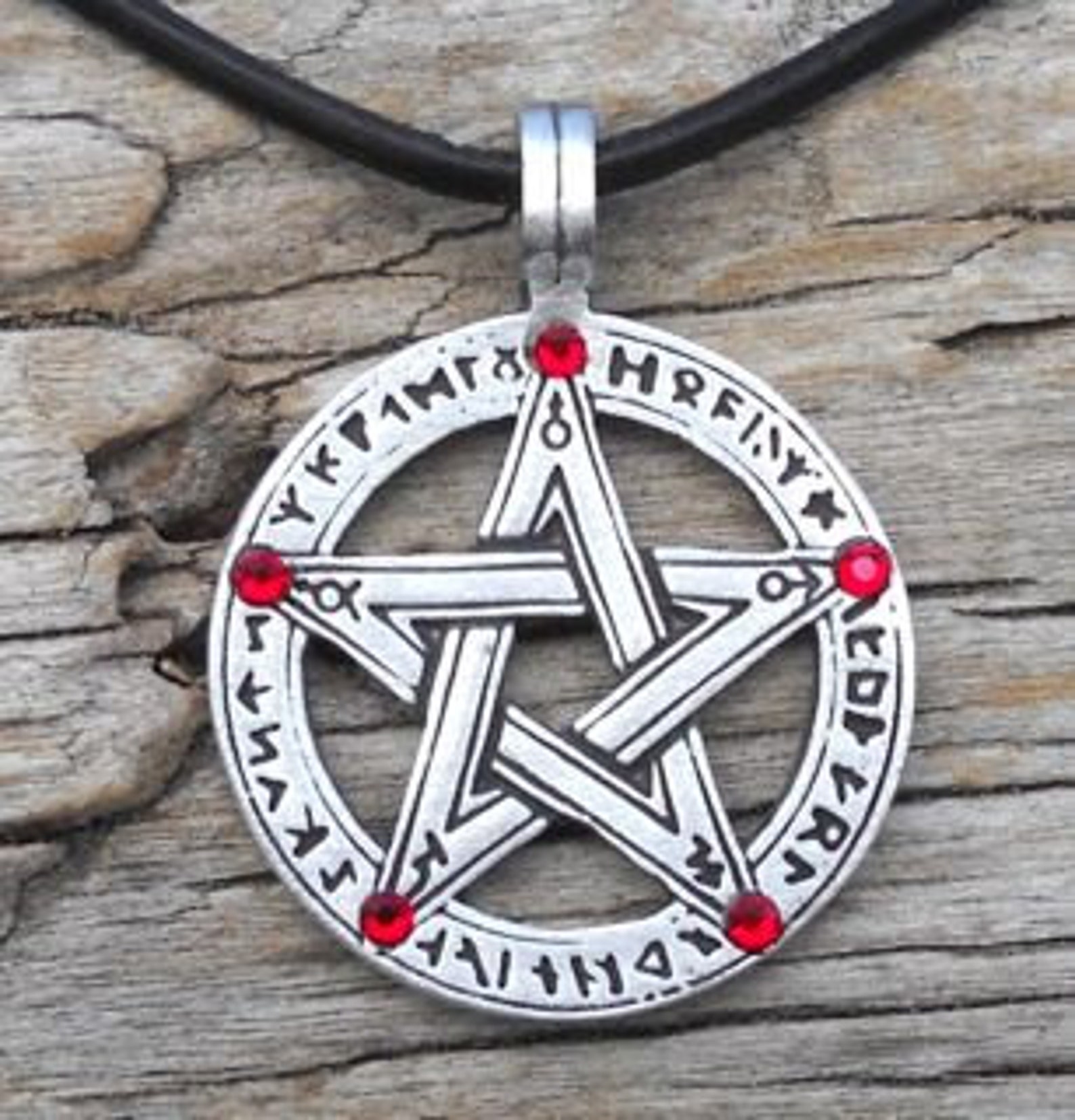 Pewter Pentagram Swarovski Crystal Pendant, Pagan Wiccan Pentacle With ...