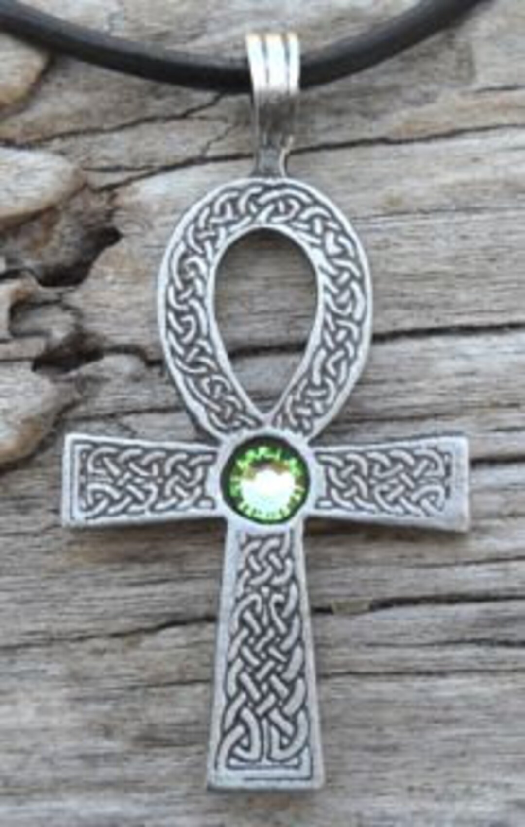 Pewter Ankh Egyptian Cross With Celtic Knots Pendant With Swarovski ...