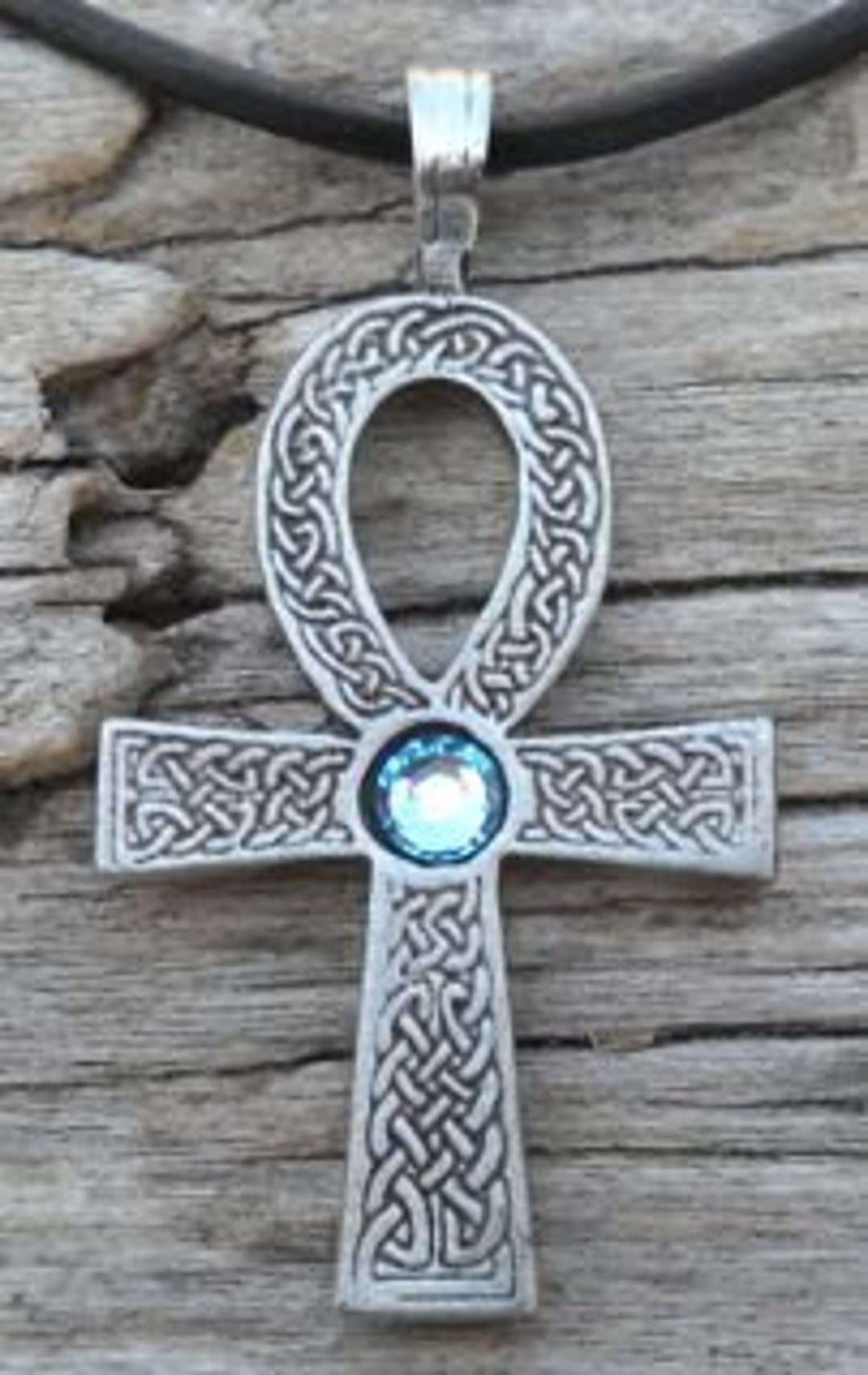 Pewter Ankh Egyptian Cross With Celtic Knots Pendant With Swarovski ...