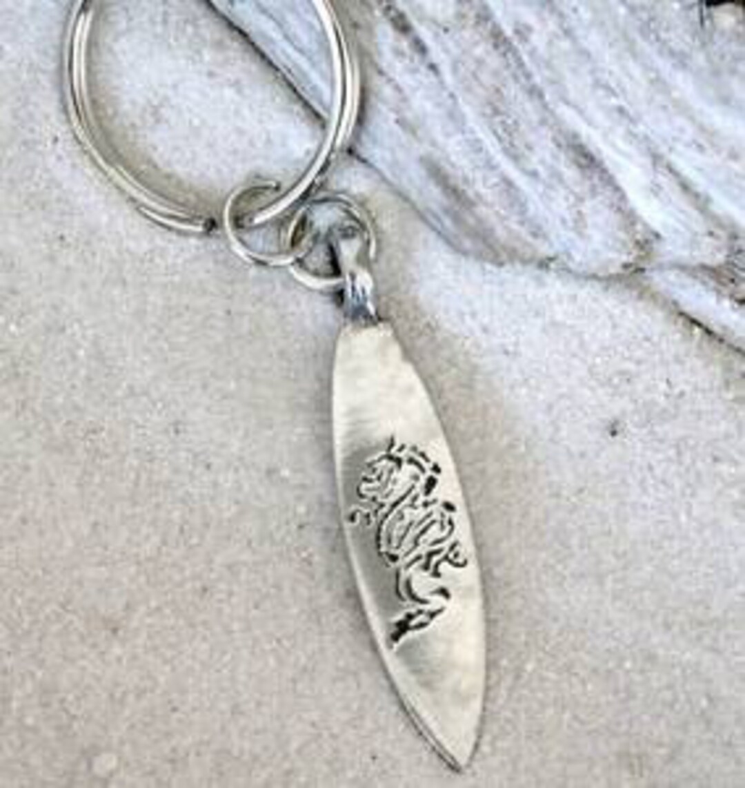 Pewter Surfboard Dragon Surfer Silver Keychain Key Ring 32I-KC - Etsy