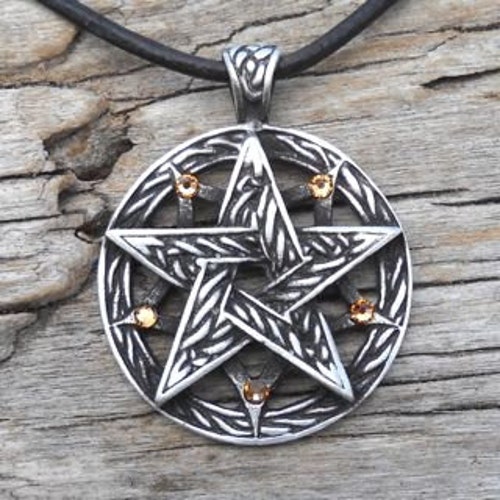 Pewter Double Pentagram Celtic Pagan Pentacle Pendant With - Etsy