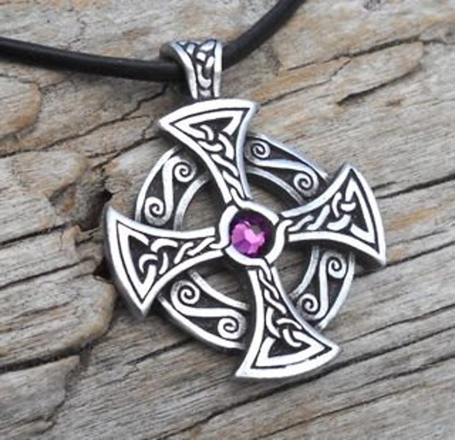 Pewter SOLAR CROSS Swarovski Crystal Celtic Druid Irish Purple - Etsy