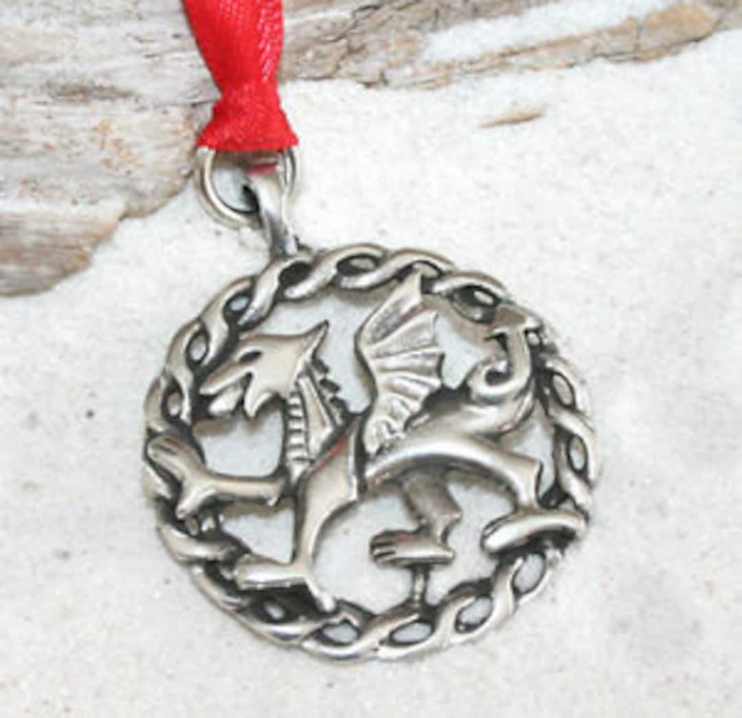 Pewter Wales Red Dragon Welsh Flag Christmas Ornament and Holiday ...