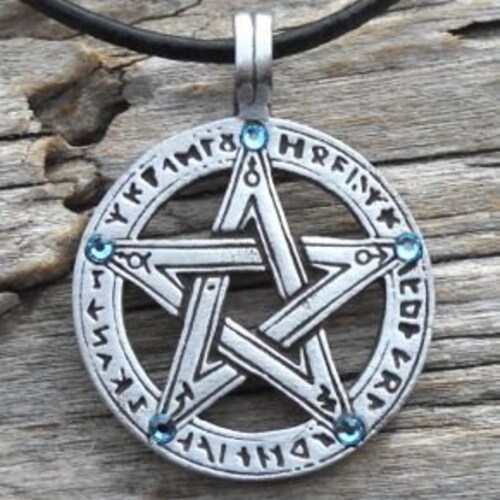 Pewter Double Pentagram Celtic Pagan Pentacle Pendant With - Etsy
