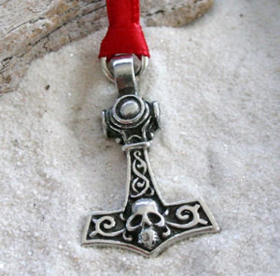 Pewter Thor's Hammer W/ Skull Mjolnir Norse Viking - Etsy