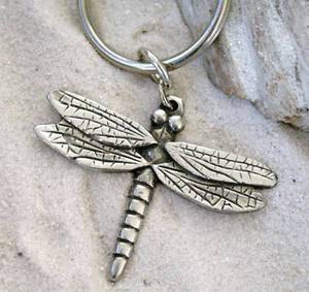 Pewter Dragonfly Fairy Keychain Key Ring (323-KC) - Etsy