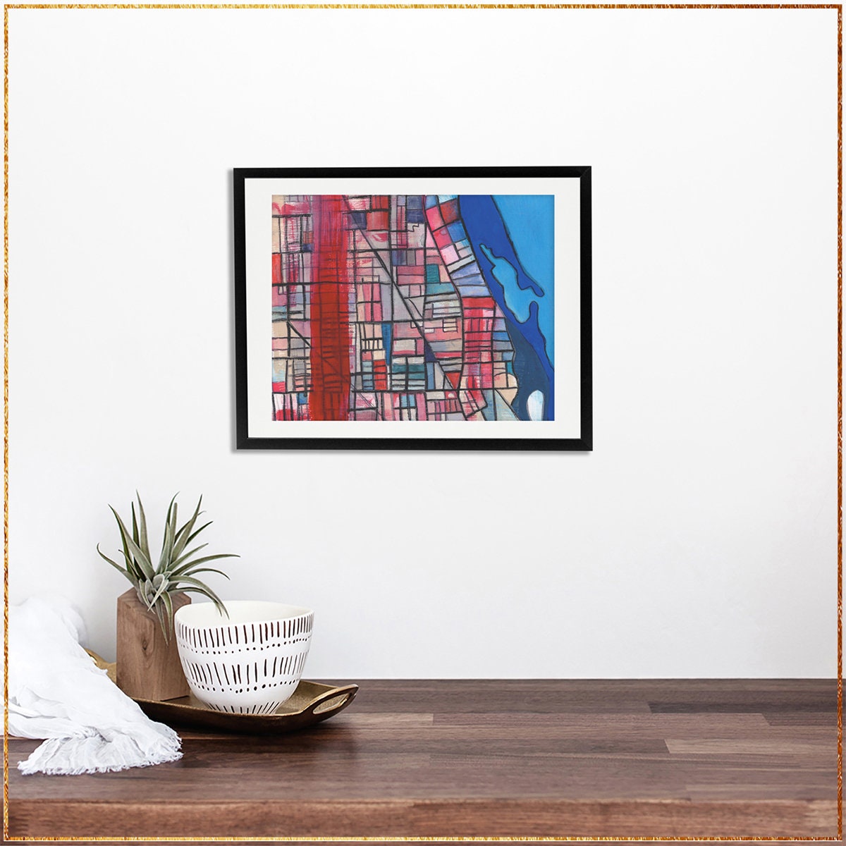 Chicago Map Lakeview Illinois Art Print Lakeview Art Print - Etsy