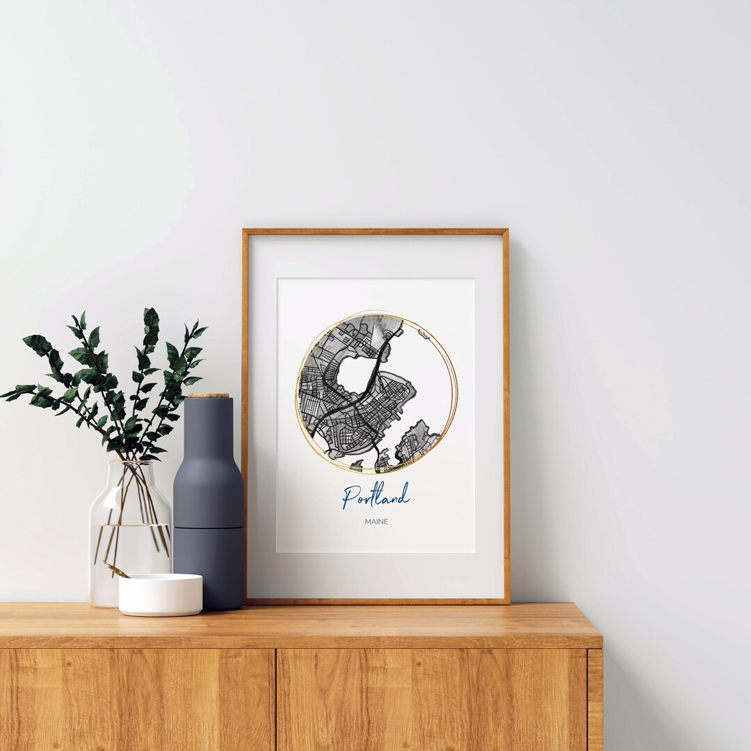 Portland ME Map Art. Digital Download- Map Art | Portland Art Print ...