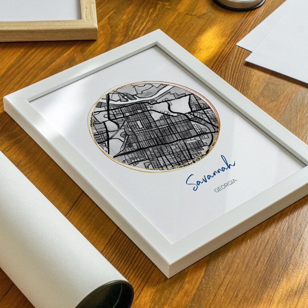 Savannah GA Map Art. Digital Download- Map Art | Savannah Art Print ...