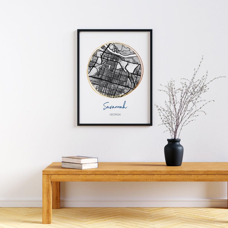 Savannah GA Map Art. Digital Download- Map Art | Savannah Art Print ...