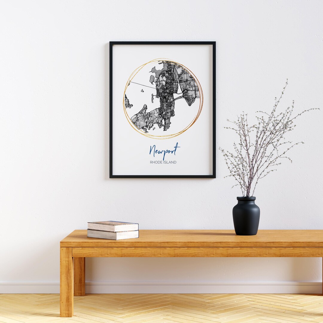 Newport RI Map Art. Digital Download-map Art | Newport Art Print ...