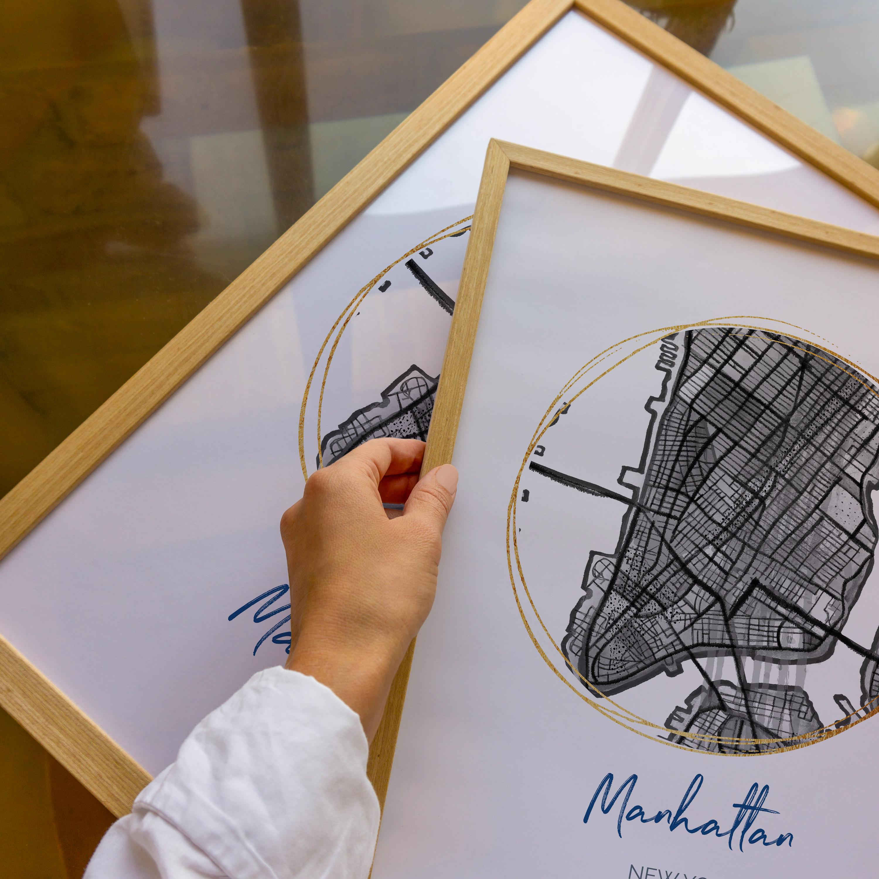 Manhattan NY Map Art. Digital Download -map Art | Manhattan Art Print ...