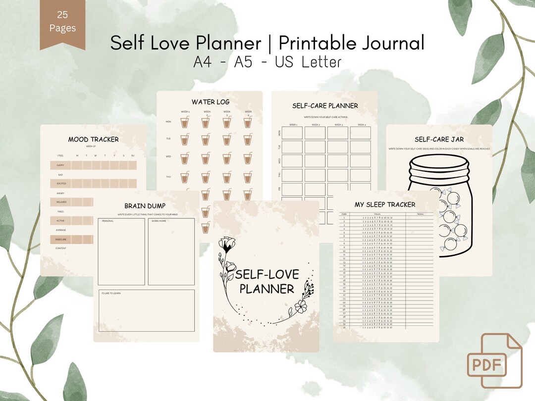Self Love Journal Planner - Printable, Instant Download, Self Care ...