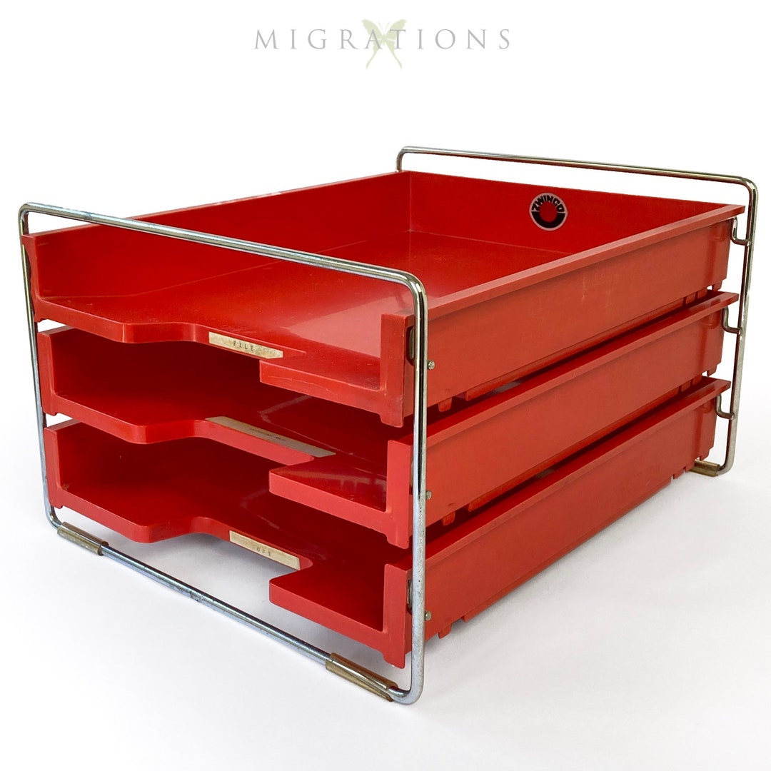 Vintage Zwingo Office Letter Tray in Out Box Organizer Mid Century ...