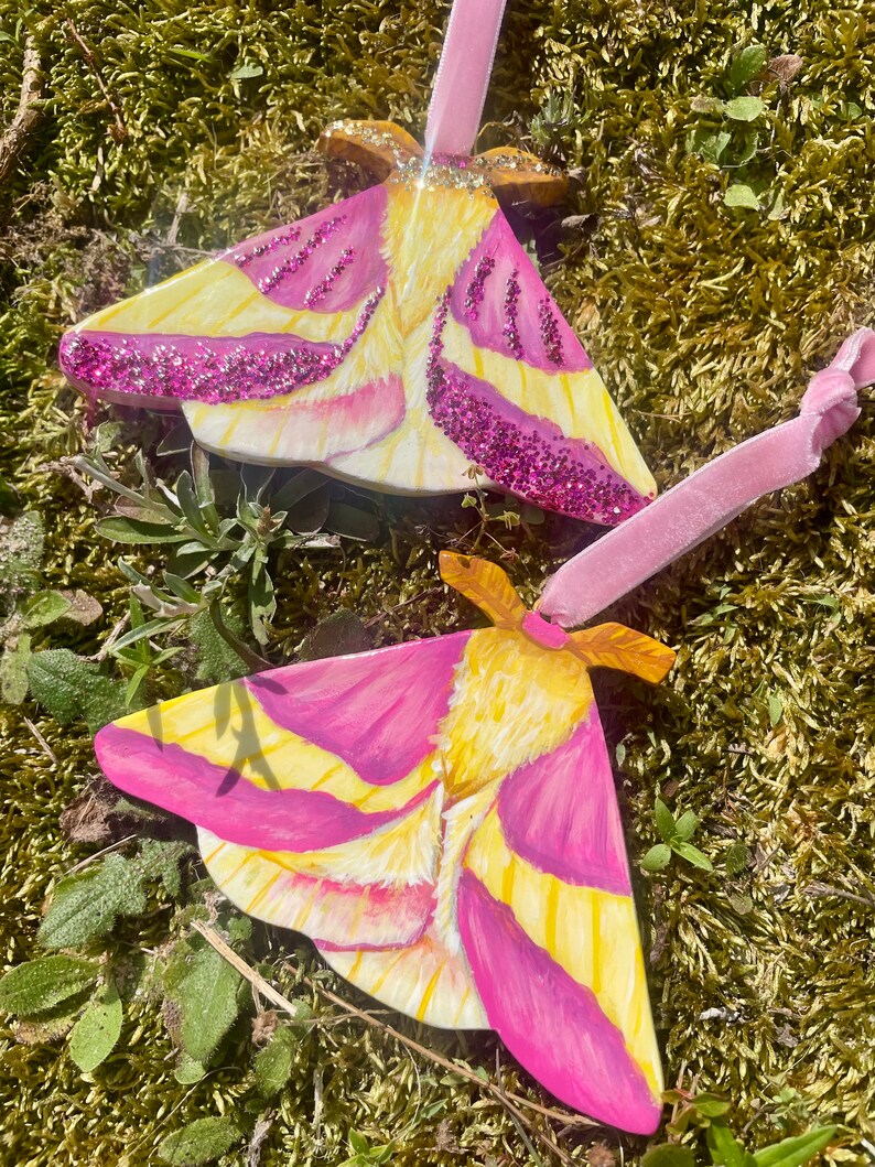 Rosy Maple Moth Handmade Clay Ornament Wall Hanging Wall Art ...