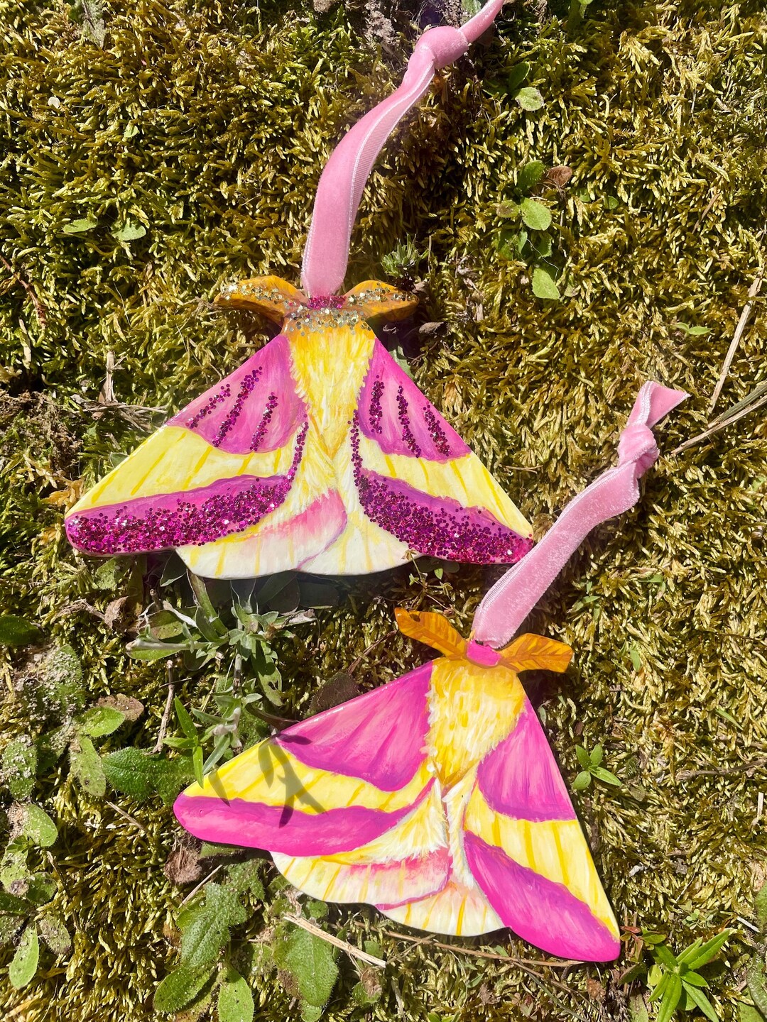 Rosy Maple Moth Handmade Clay Ornament Wall Hanging Wall Art ...