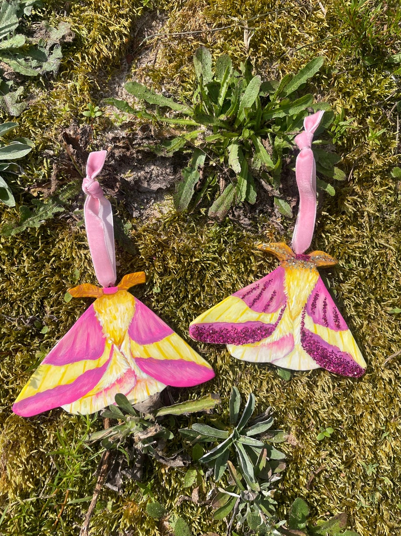 Rosy Maple Moth Handmade Clay Ornament Wall Hanging Wall Art ...