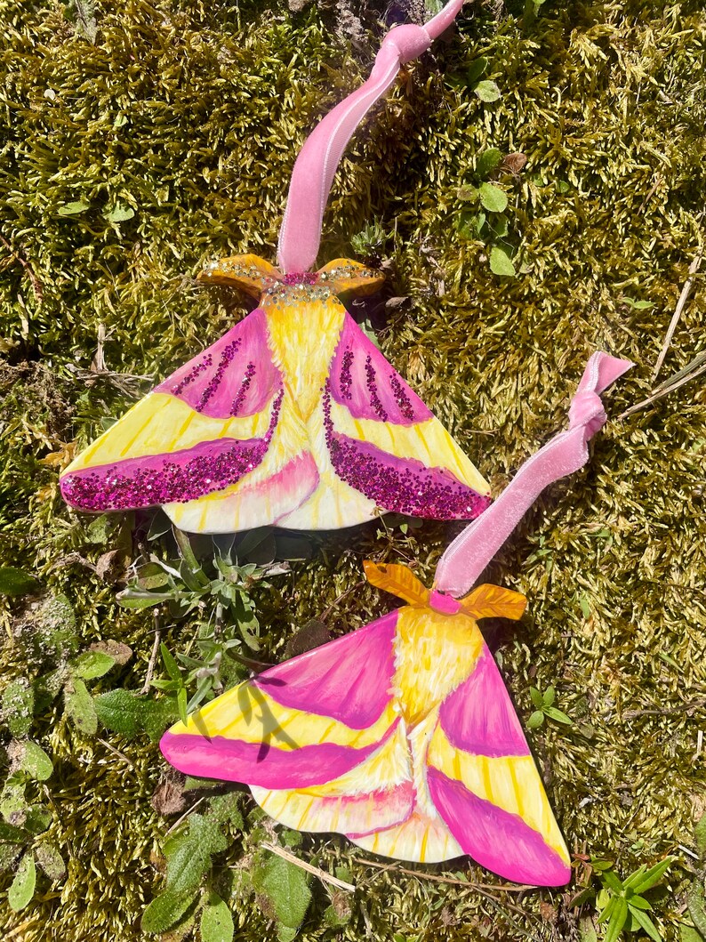 Rosy Maple Moth Handmade Clay Ornament Wall Hanging Wall Art ...