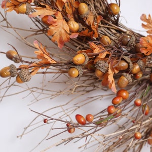 Acorn & Fall Leaves Front Door Twig Autumn Wreath - Available in Two ...