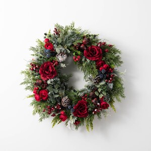 Red Queen Rose & Mixed Winter Berry Classic Holiday Front Door - Etsy