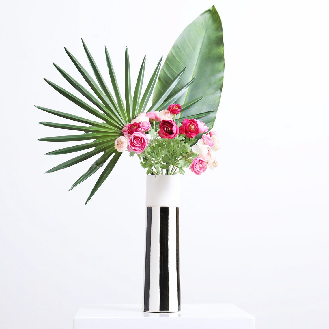 Black & White Striped Ceramic Taper Column Tori Vase 2 Sizes | Etsy