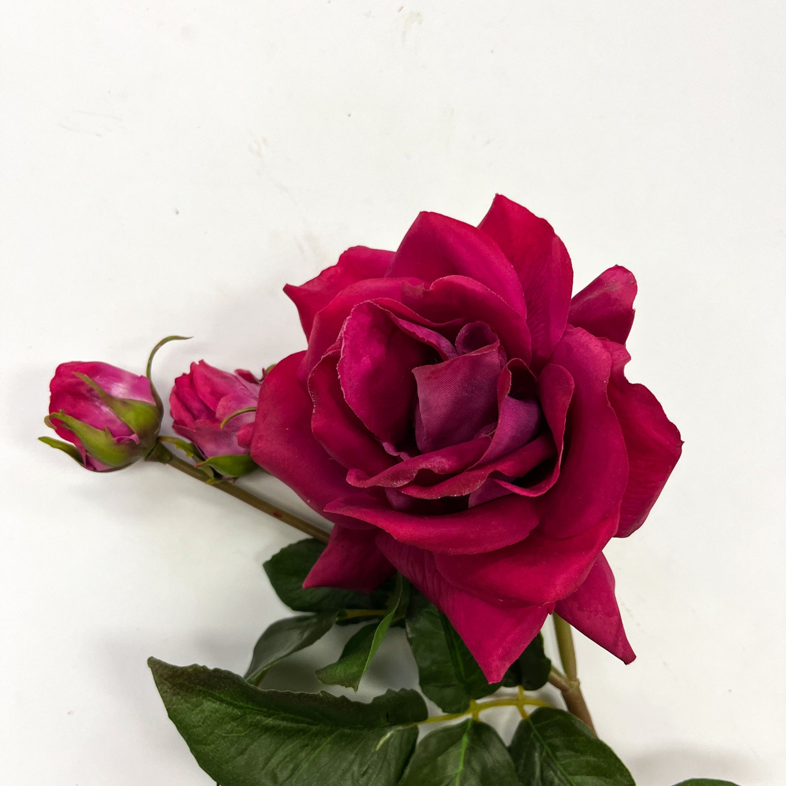 Magenta Pink Real Touch Garden Rose Bloom Everyday Spring Faux Floral ...