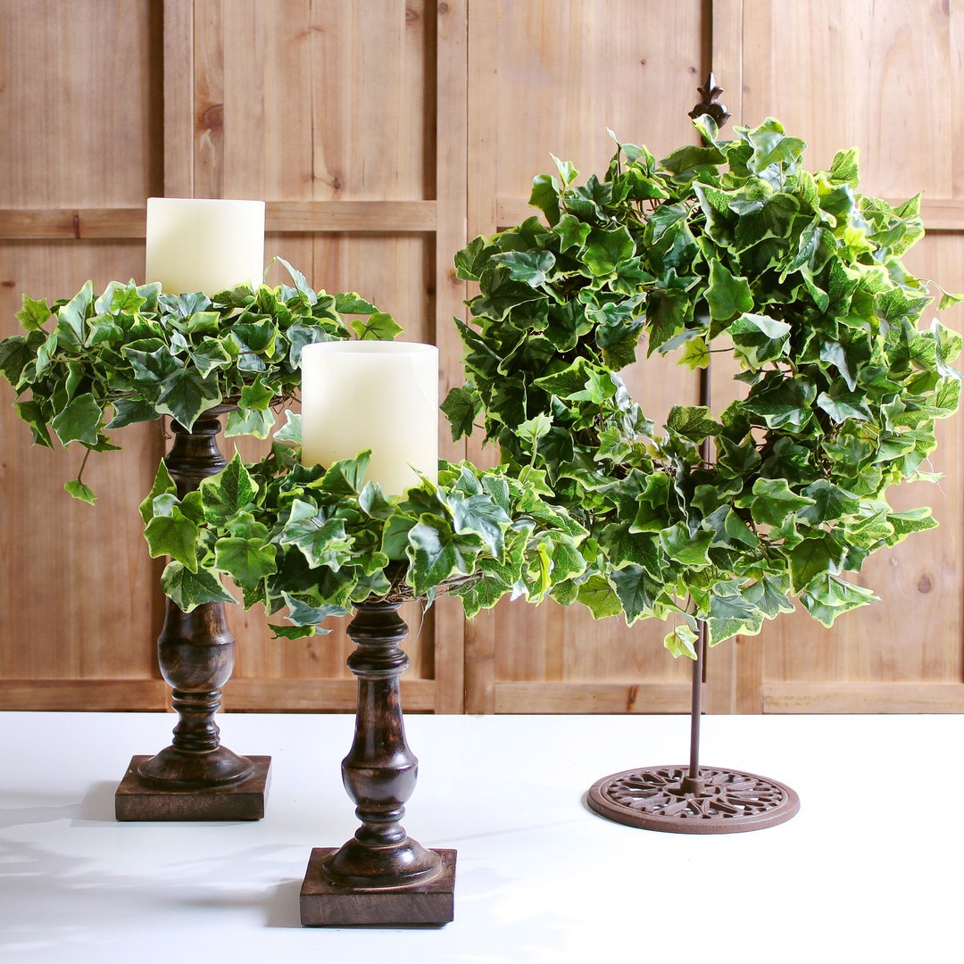 Variegated Real Touch English Ivy Mini Wreath, Candle Wreath, Tabletop ...