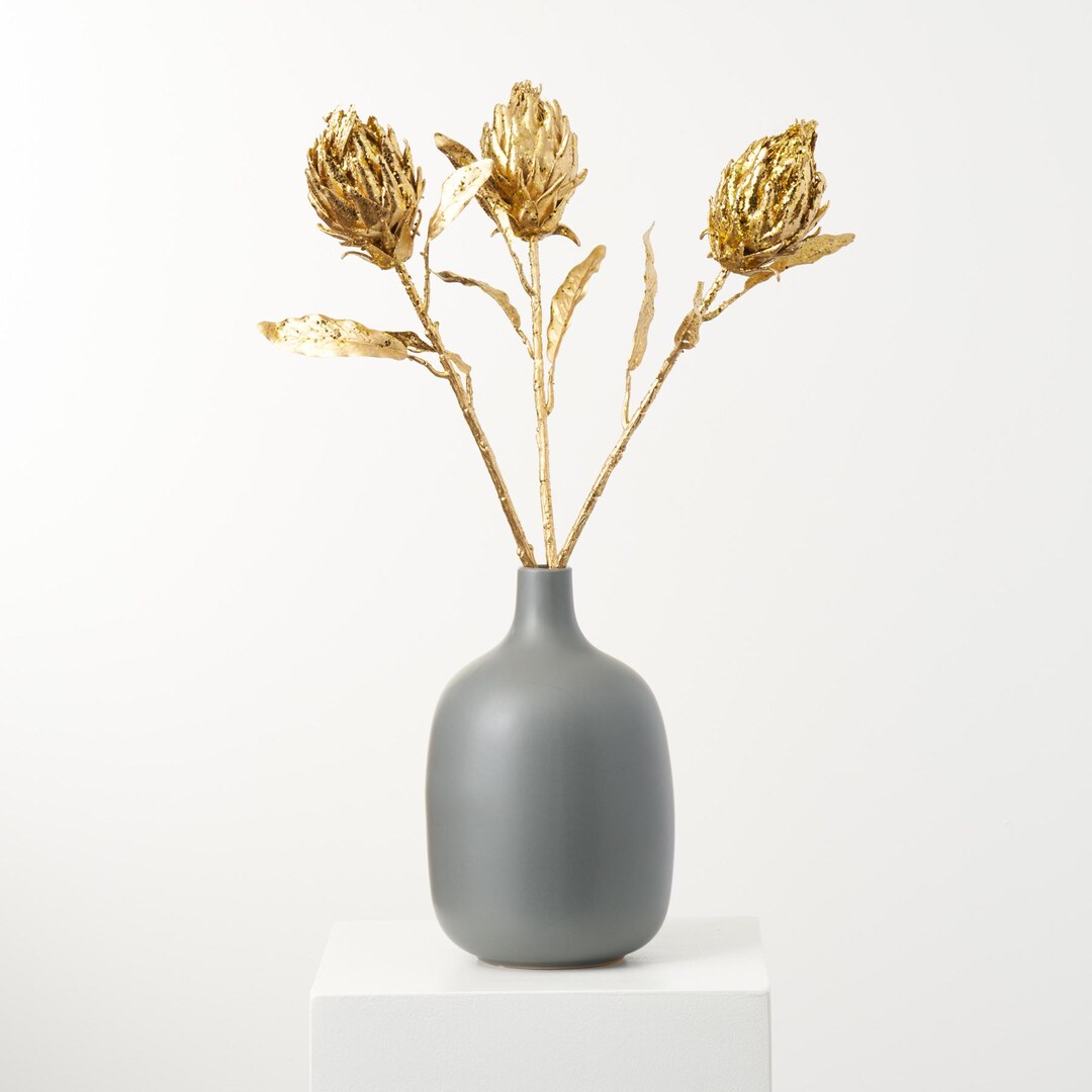 Metallic Gold Glittered Protea Stem Spray - 27" - Etsy