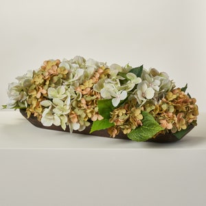 Mixed Cream & Green Hydrangea Low Profile Centerpiece Arrangement in ...