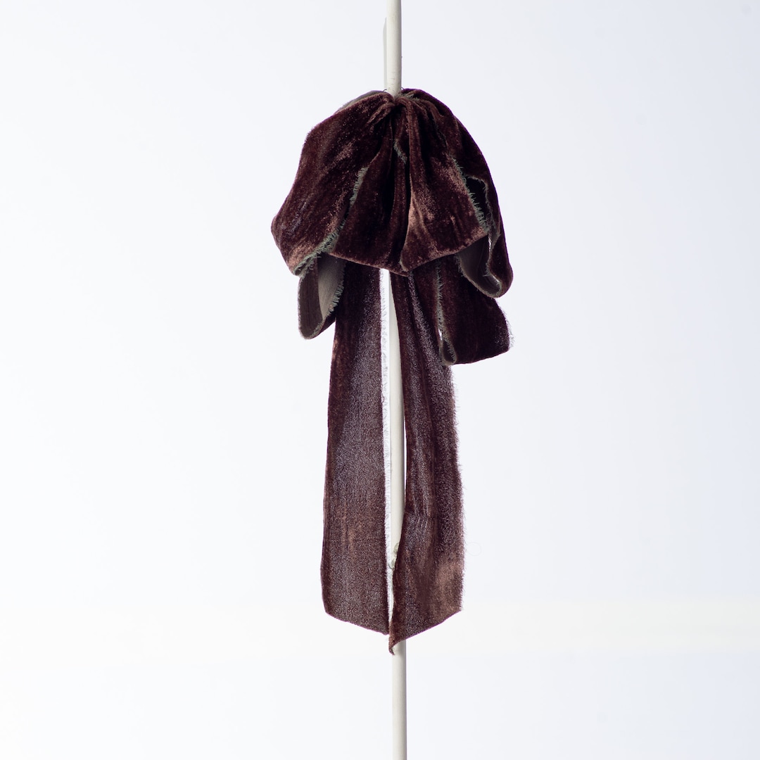Chocolate Raw Edge Silk Velvet Velvet Lux Drape Loop Bow - Etsy