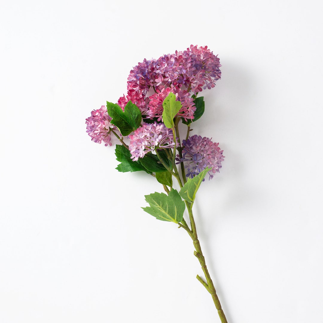 Lilac Snowball Hydrangea Faux Floral Stem Bush Branch - 33" - Etsy